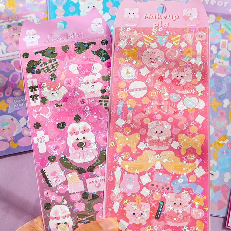 Cute Cartoon Holographic Sticker Sheets – thepenguinpal